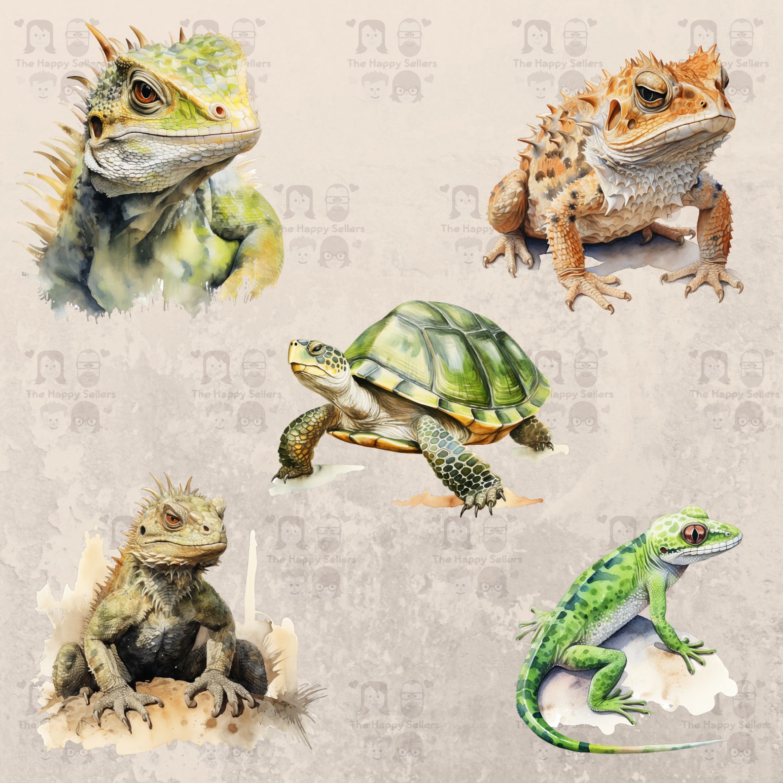 20 Reptiles and Amphibians Clipart Pack - Instant Download, PNG Images ...