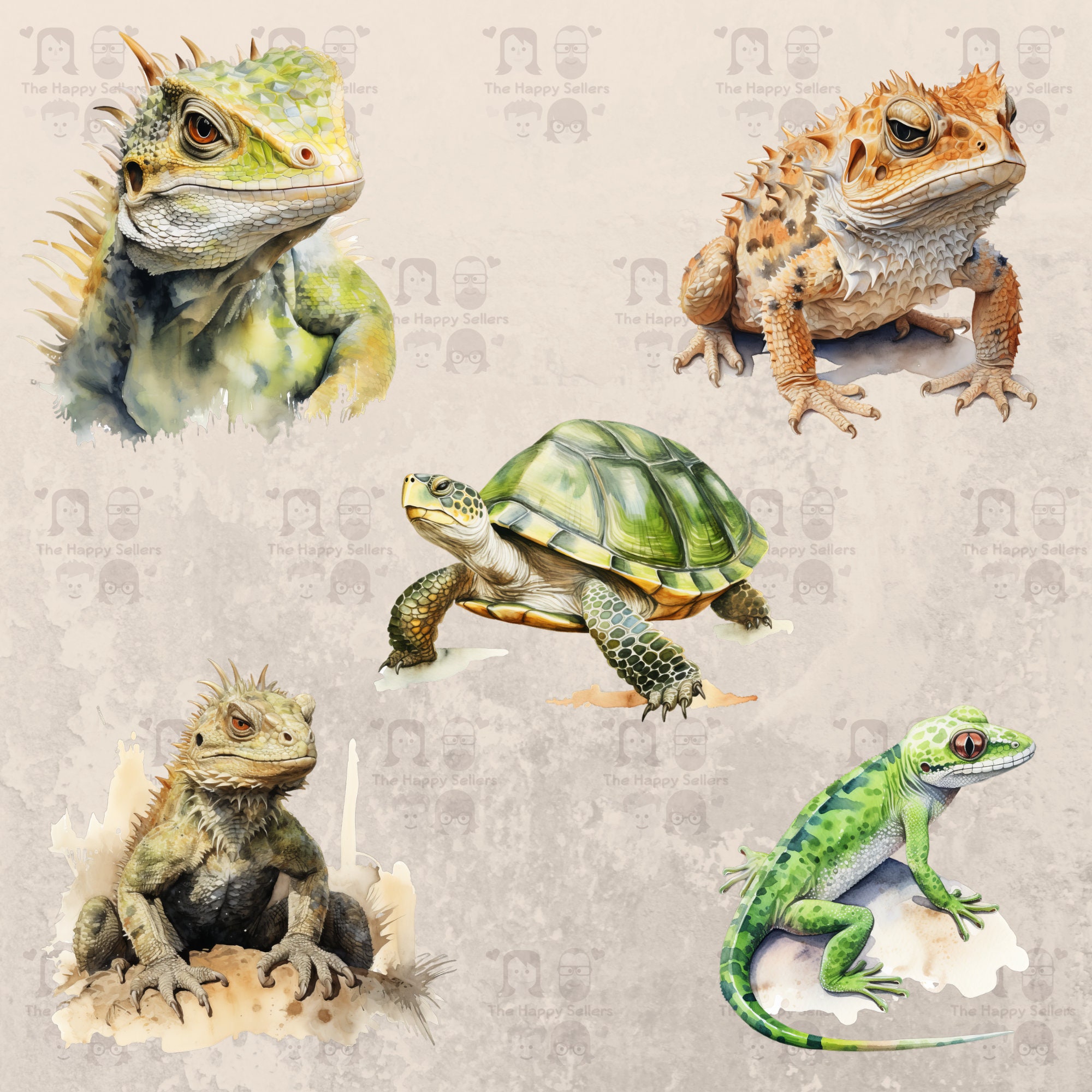 20 Reptiles and Amphibians Clipart Pack Instant Download, PNG Images ...