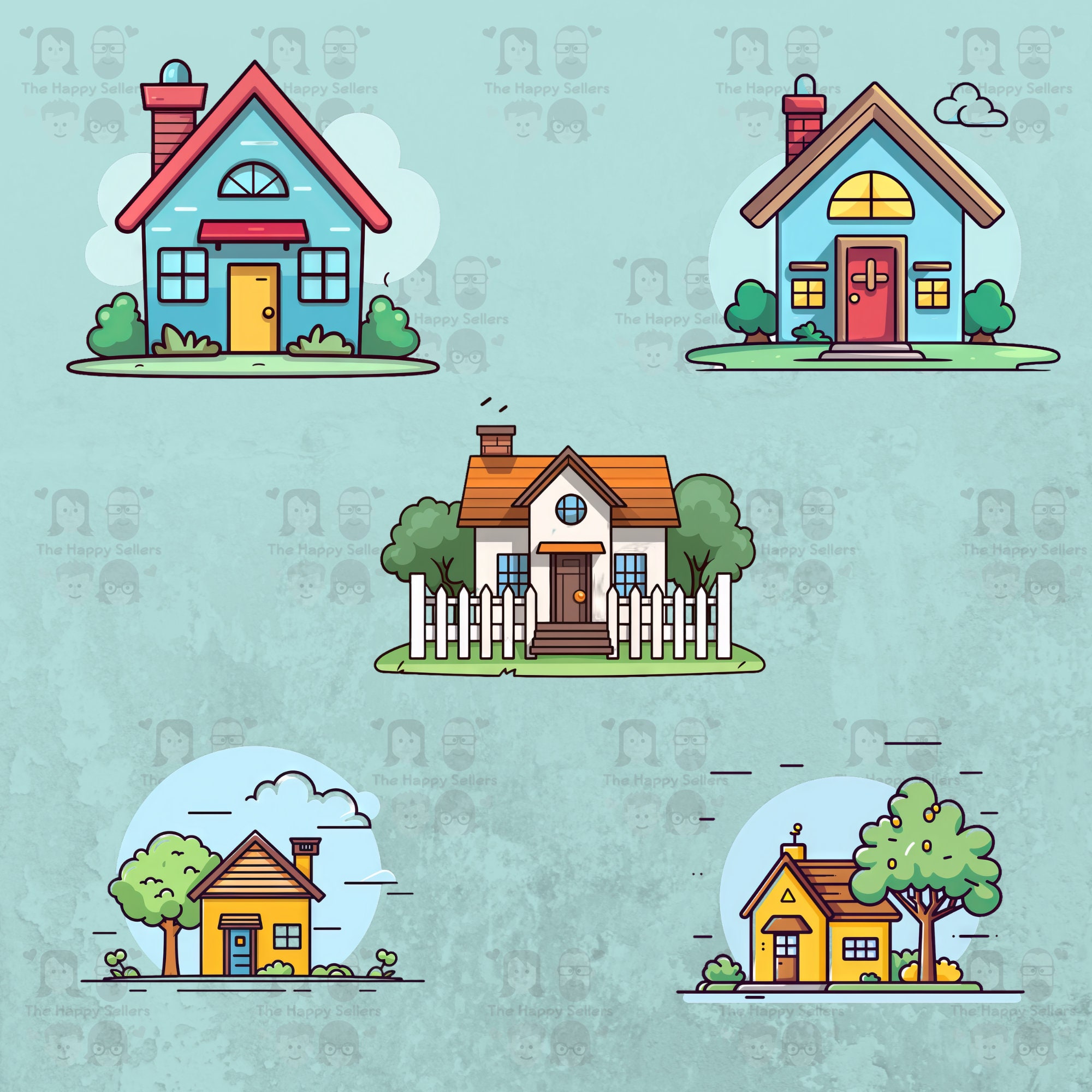 20 Simple Houses Clipart Pack INSTANT DOWNLOAD 20 Charming - Etsy
