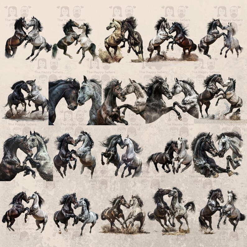 40 Raging Stallions Clipart Pack INSTANT DOWNLOAD 40 Powerful Stallion ...