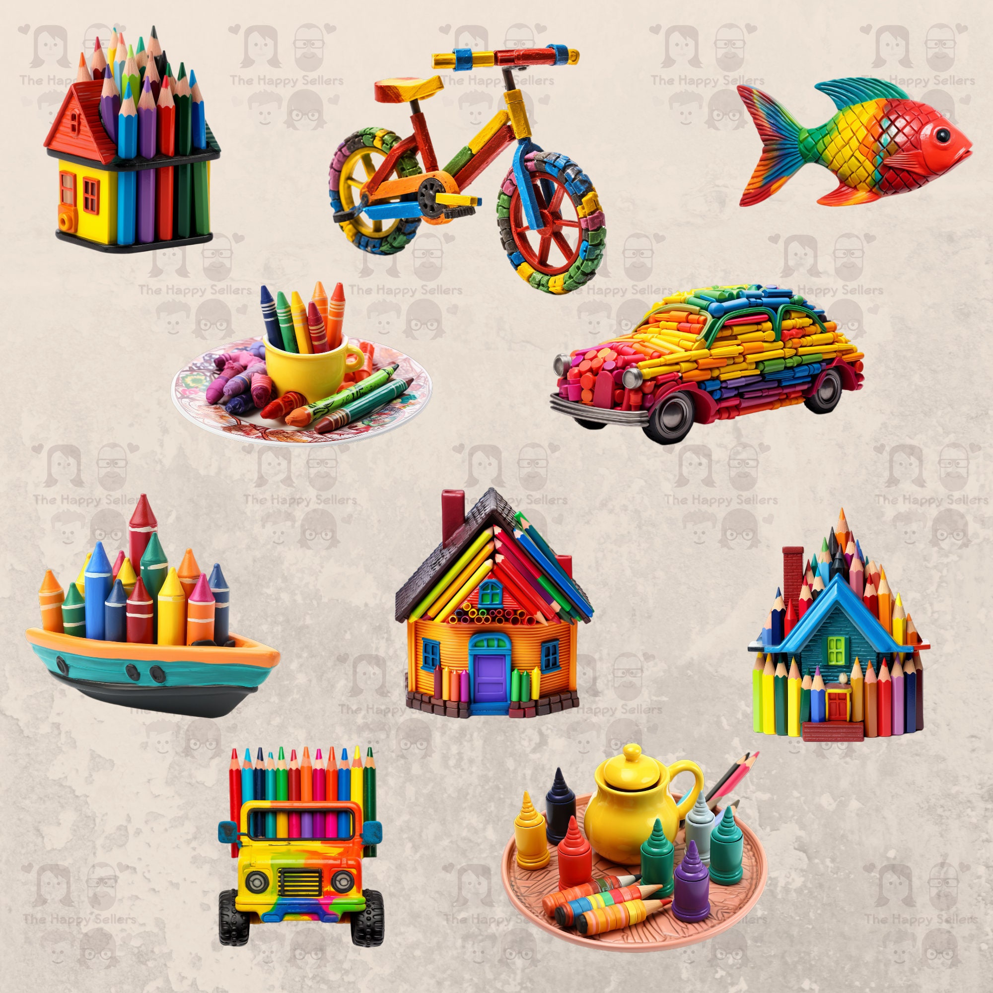 40 Crayon Objects Clipart Pack INSTANT DOWNLOAD Colorful Crayon ...