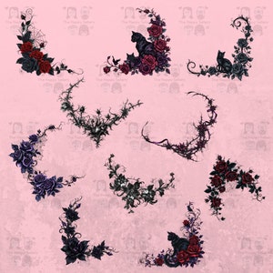 30 Goth Corner Designs Clipart Pack - INSTANT DOWNLOAD, PNG Transparent ...