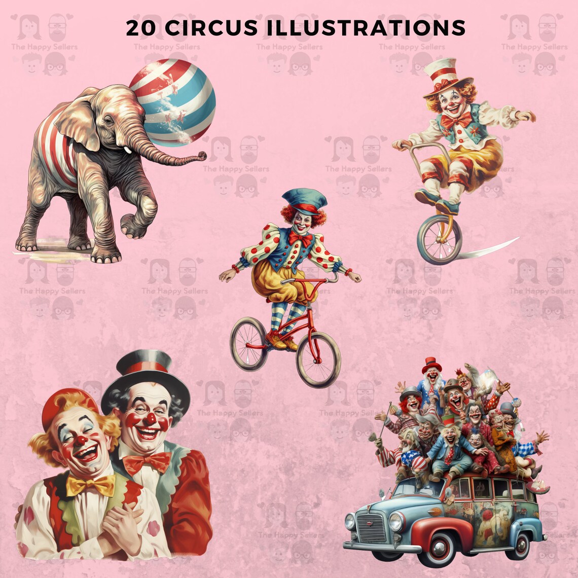 20 Circus Clipart Pack INSTANT DOWNLOAD 20 Fun Circus Illustrations ...