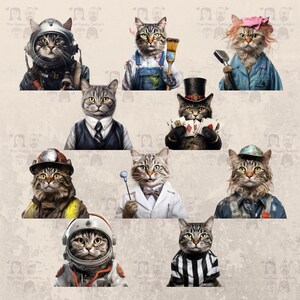 44 Cats at Work Clipart Pack INSTANT DOWNLOAD 44 Cat Illustrations, PNG ...