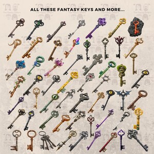 130 Fantasy Keys Clipart Bundle - Instant Download, Magical Key ...
