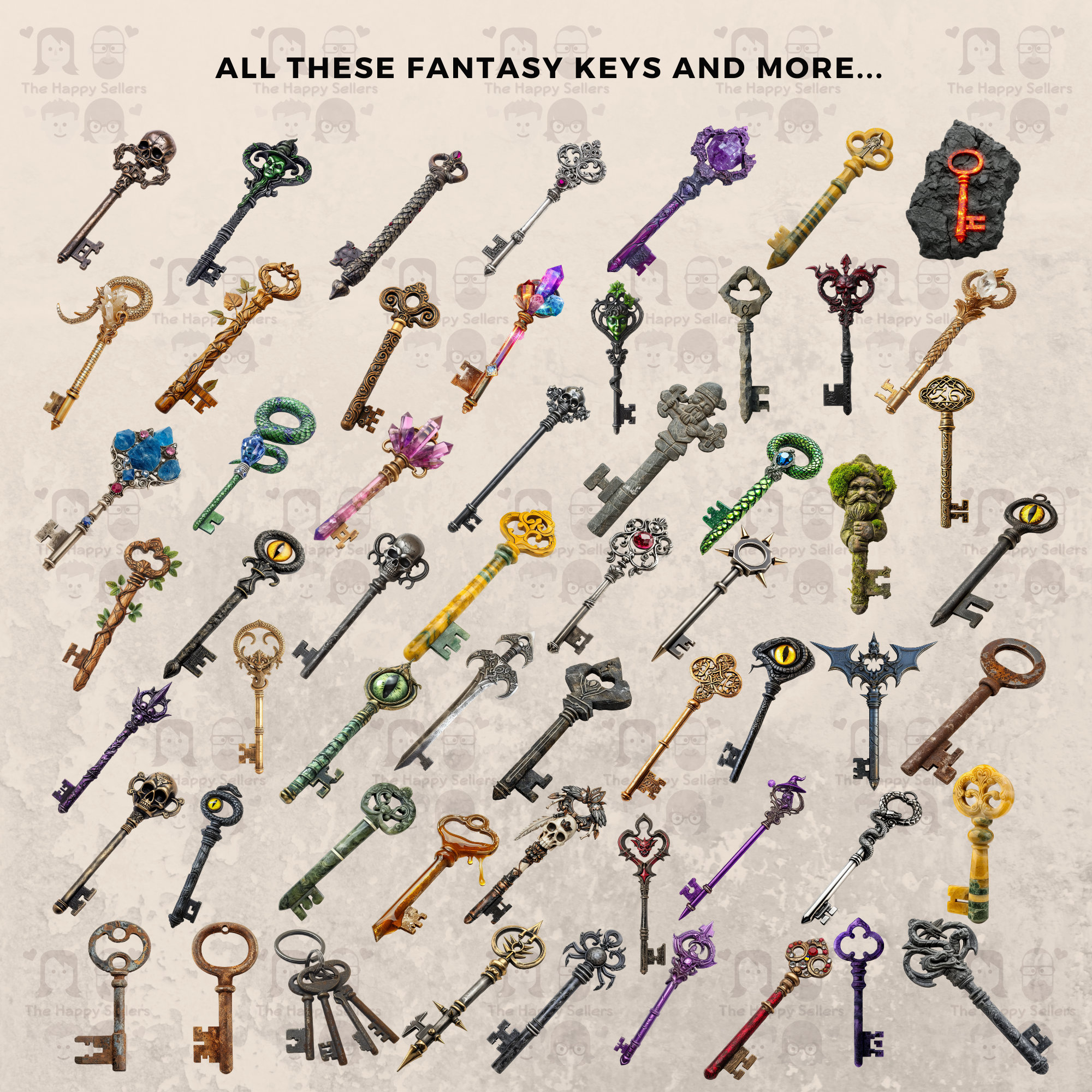 130 Fantasy Keys Clipart Bundle Instant Download, Magical Key ...