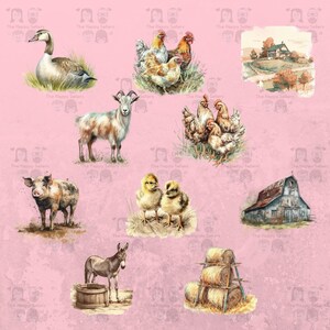 20 Vintage Farm Animals Clipart Pack INSTANT DOWNLOAD 20 Farm ...