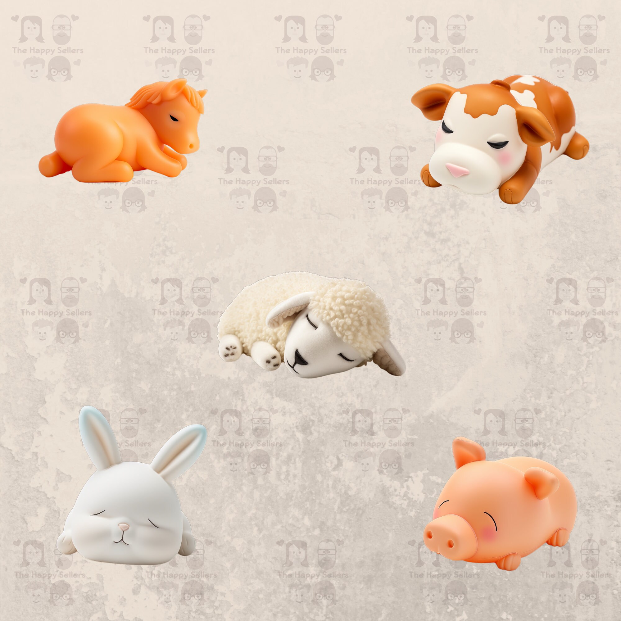 20 Sleepy Farm Animals Clipart Pack INSTANT DOWNLOAD 20 Cozy Farm ...