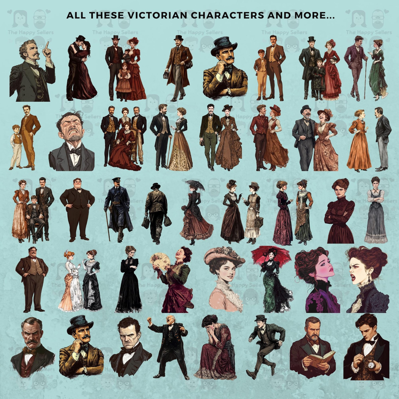 126 Victorian Characters Clipart Bundle - Instant Download, Vintage ...