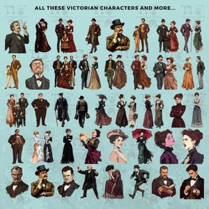126 Victorian Characters Clipart Bundle - Instant Download, Vintage ...
