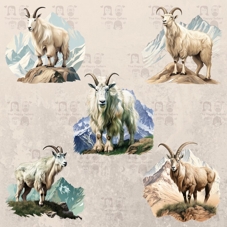 20 Majestic Mountain Goats Clipart Pack INSTANT DOWNLOAD 20 Mountain ...