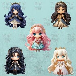 20 Chibi Princesses Clipart Pack INSTANT DOWNLOAD 20 Chibi Princess ...