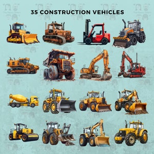35 Construction Vehicles Clipart Pack - INSTANT DOWNLOAD, PNG ...
