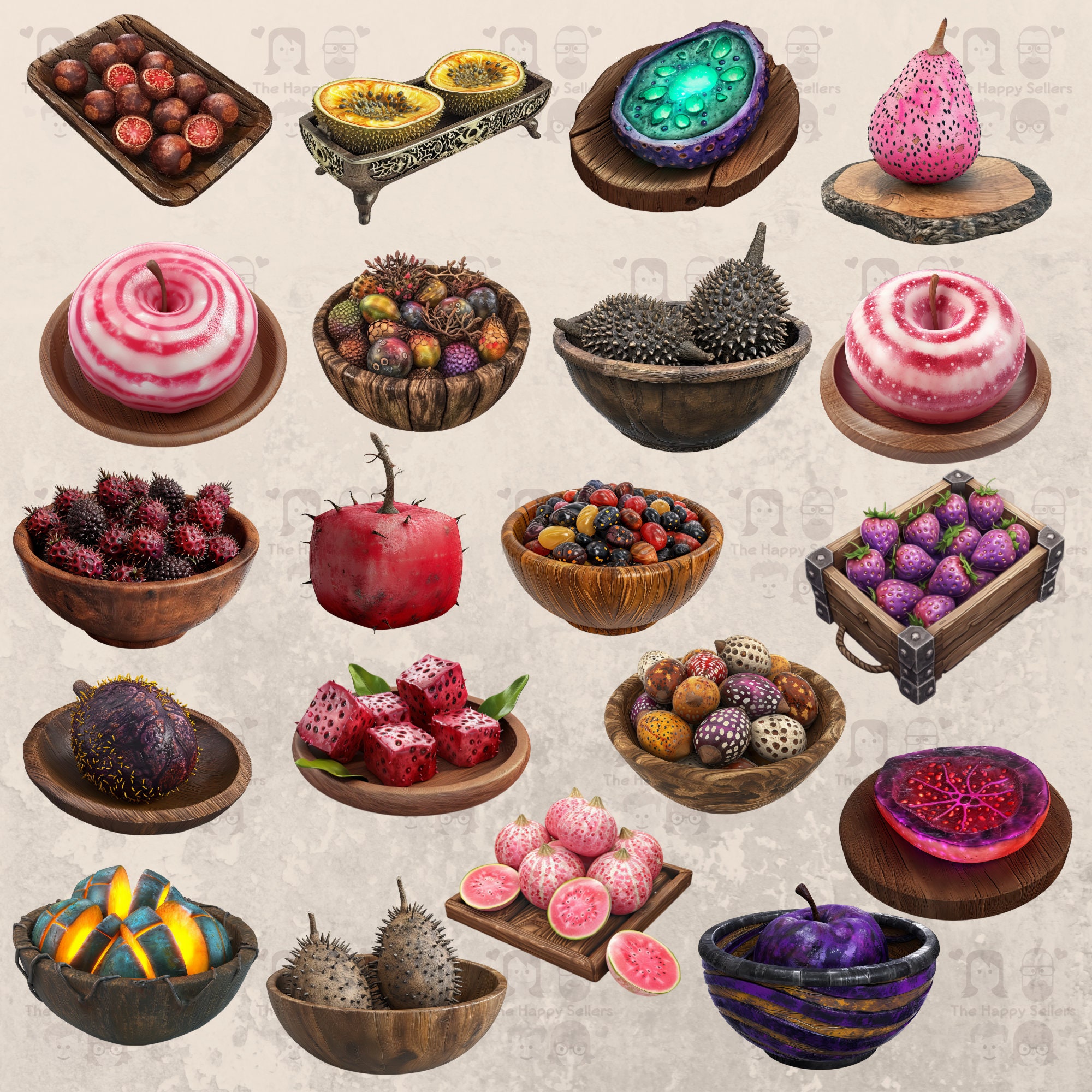 80 Imaginary Fantasy Fruits Clipart Pack INSTANT DOWNLOAD 80 Fruit ...