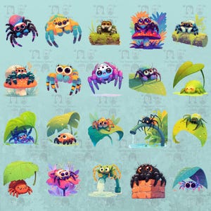 55 Cute Spiders Clipart Pack INSTANT DOWNLOAD 55 Adorable Illustrations ...