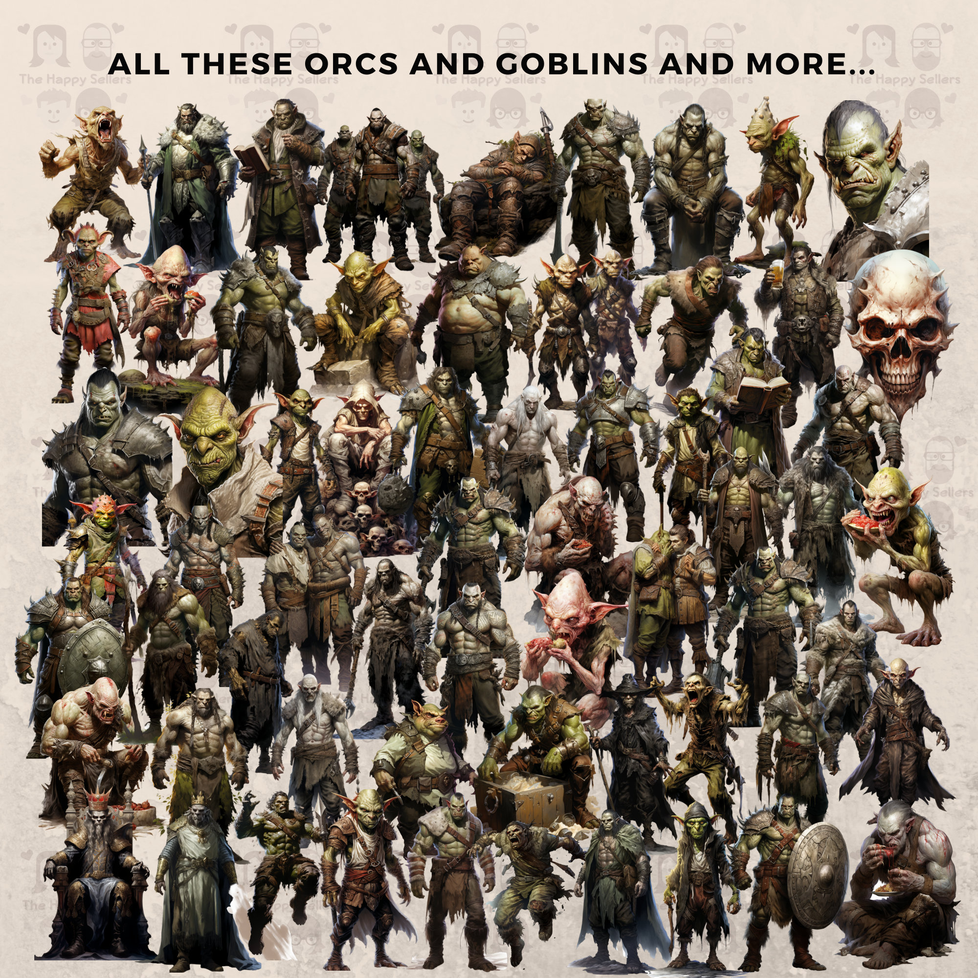 246 Orcs and Goblins Clipart Mega Bundle - Instant Download, PNG Images ...