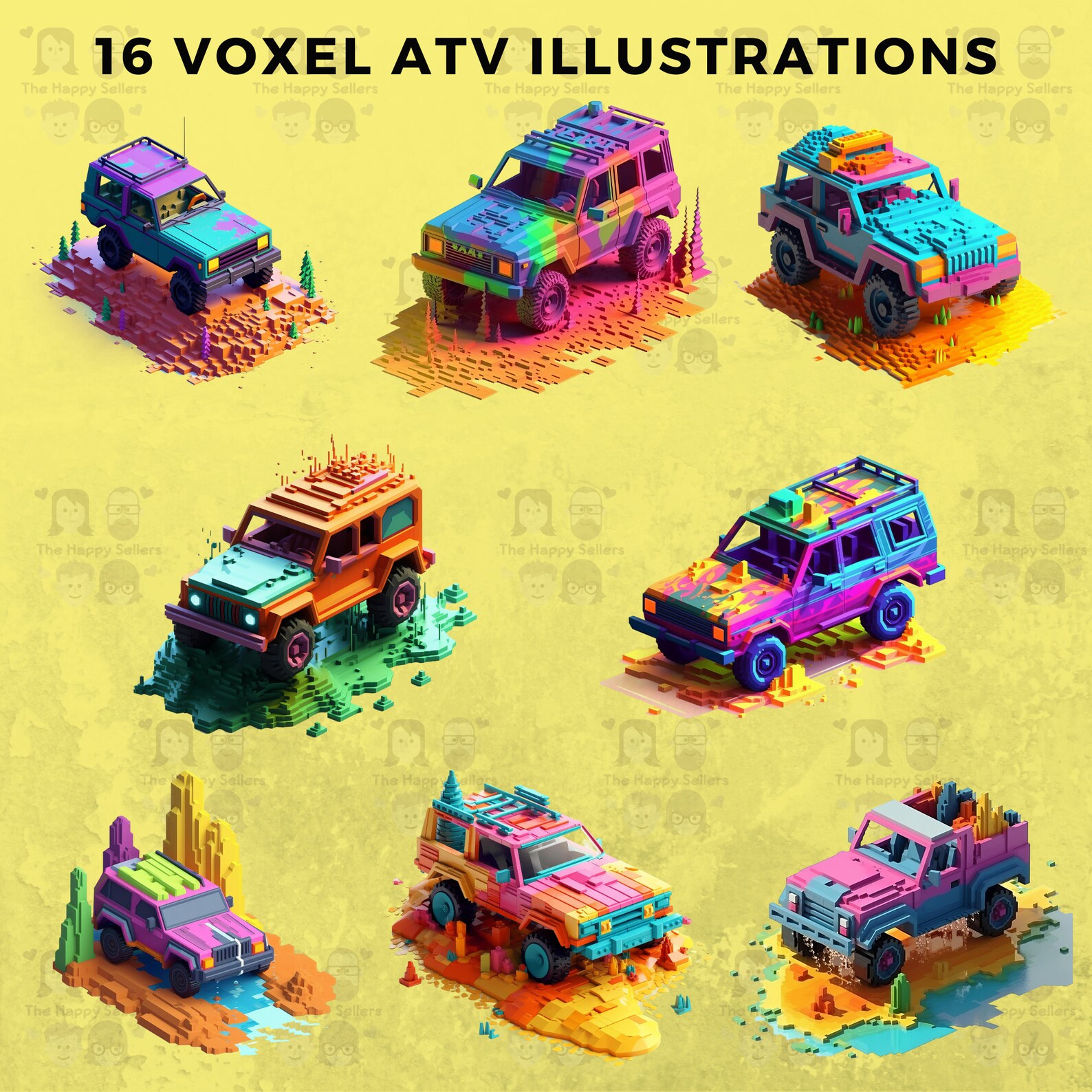 16 Voxel Atvs Clipart Pack INSTANT DOWNLOAD 16 All-terrain Vehicle ...