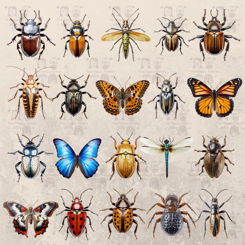 50 Insect Collection Clipart Pack INSTANT DOWNLOAD 50 Intricate Insect ...