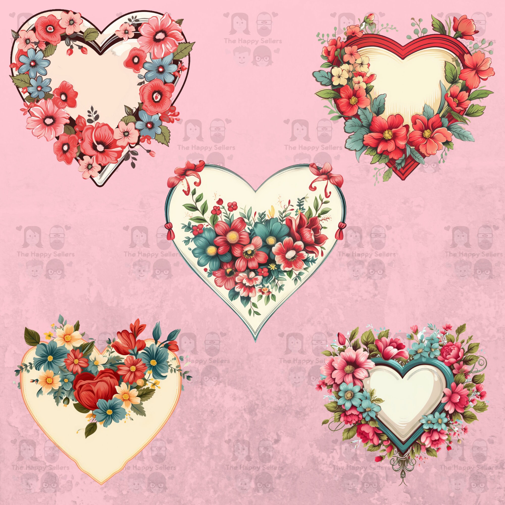 20 Vintage Hearts Clipart Pack INSTANT DOWNLOAD 20 Heart Illustrations ...
