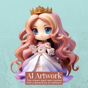 20 Chibi Princesses Clipart Pack INSTANT DOWNLOAD 20 Chibi Princess ...