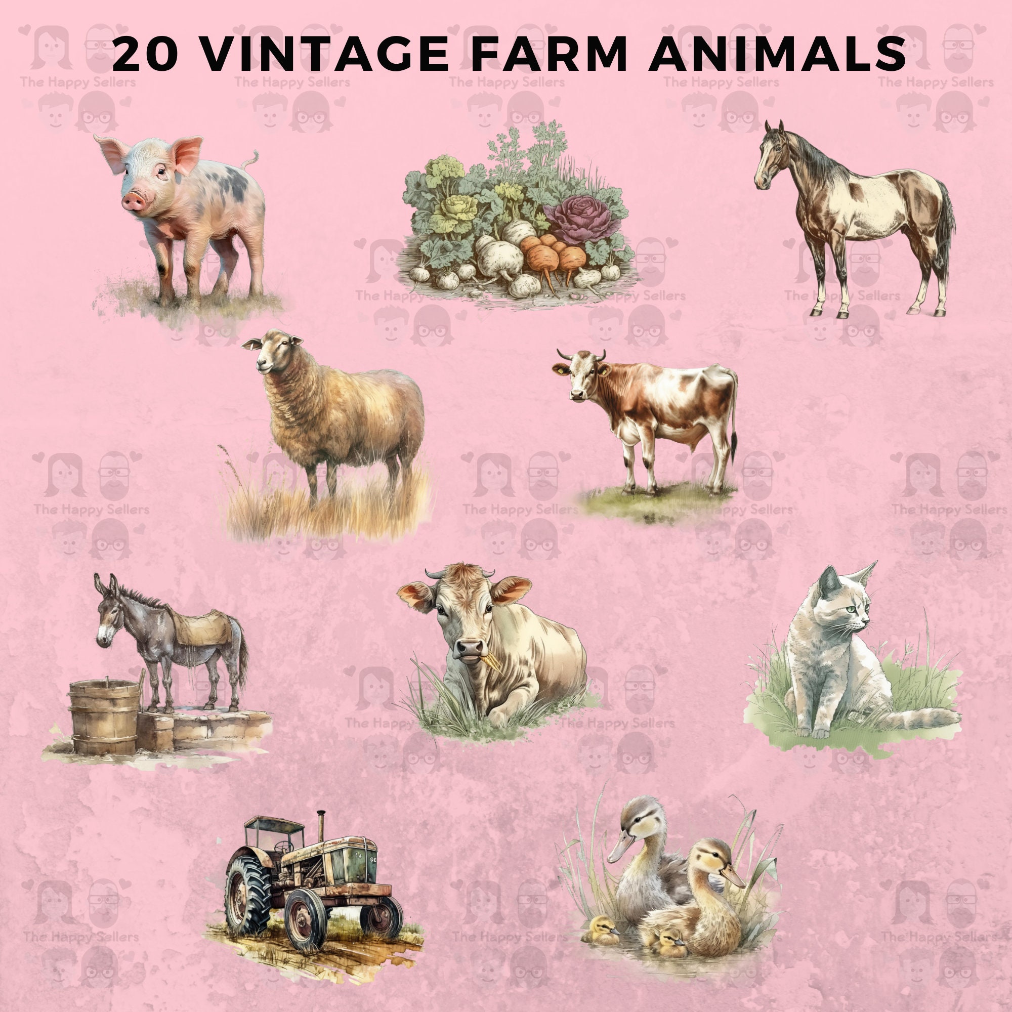 20 Vintage Farm Animals Clipart Pack INSTANT DOWNLOAD 20 Farm - Etsy Canada