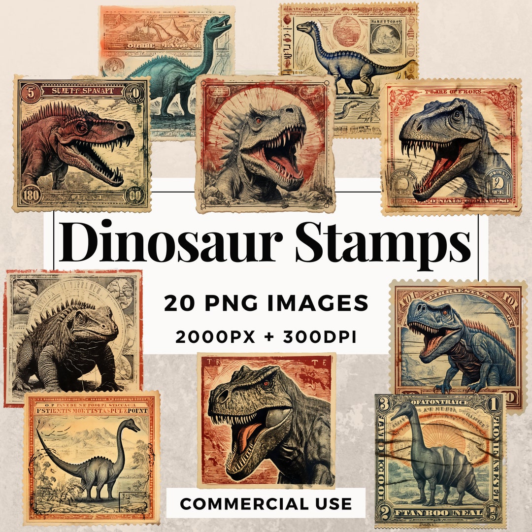 20 Dinosaur Stamps Clipart Pack INSTANT DOWNLOAD 20 Dinosaur Stamp ...