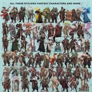 128 Stylized Fantasy Characters Clipart Bundle 2 Instant - Etsy