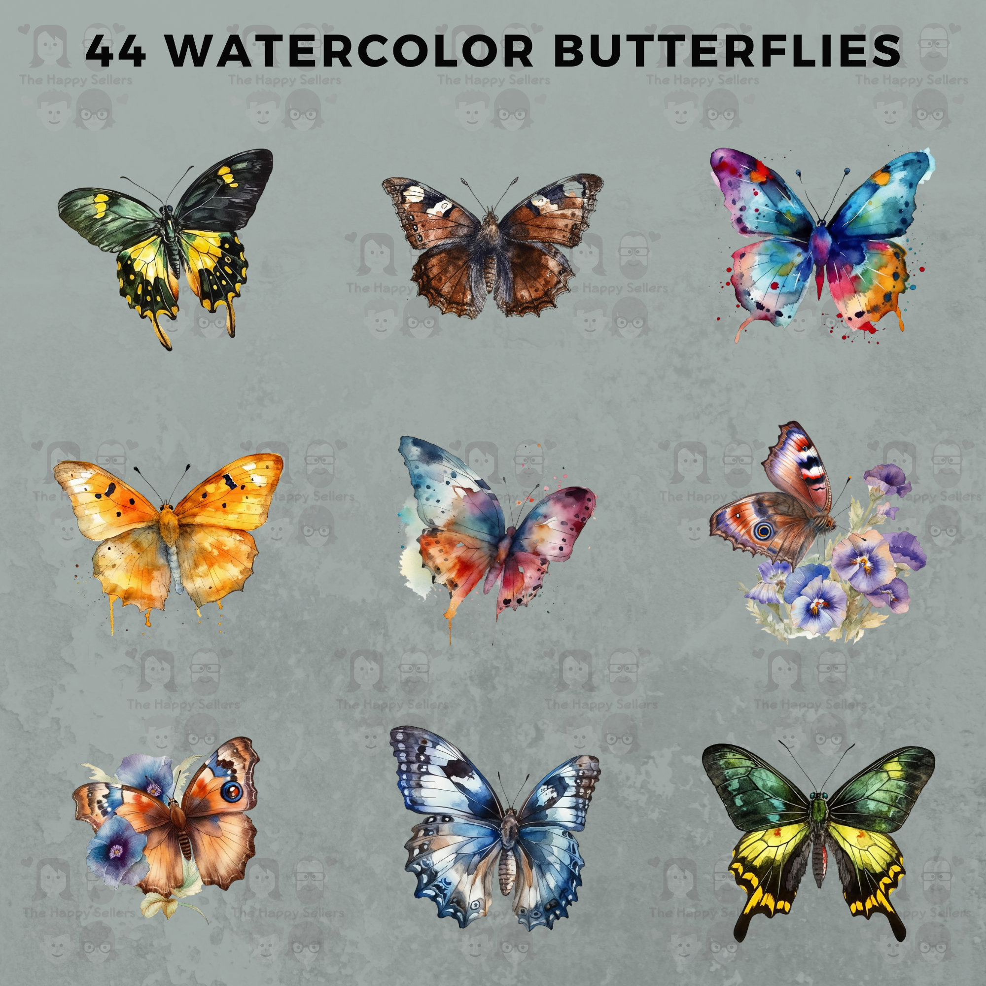 44 Watercolor Butterflies Clipart Pack INSTANT DOWNLOAD - Etsy