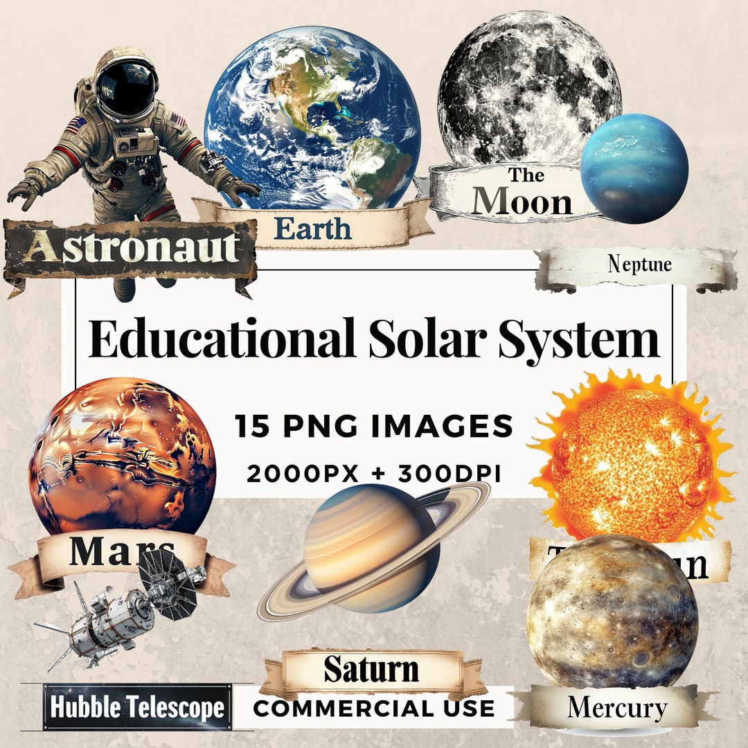 15 Educational Solar System Clipart Pack INSTANT DOWNLOAD 15 Space ...