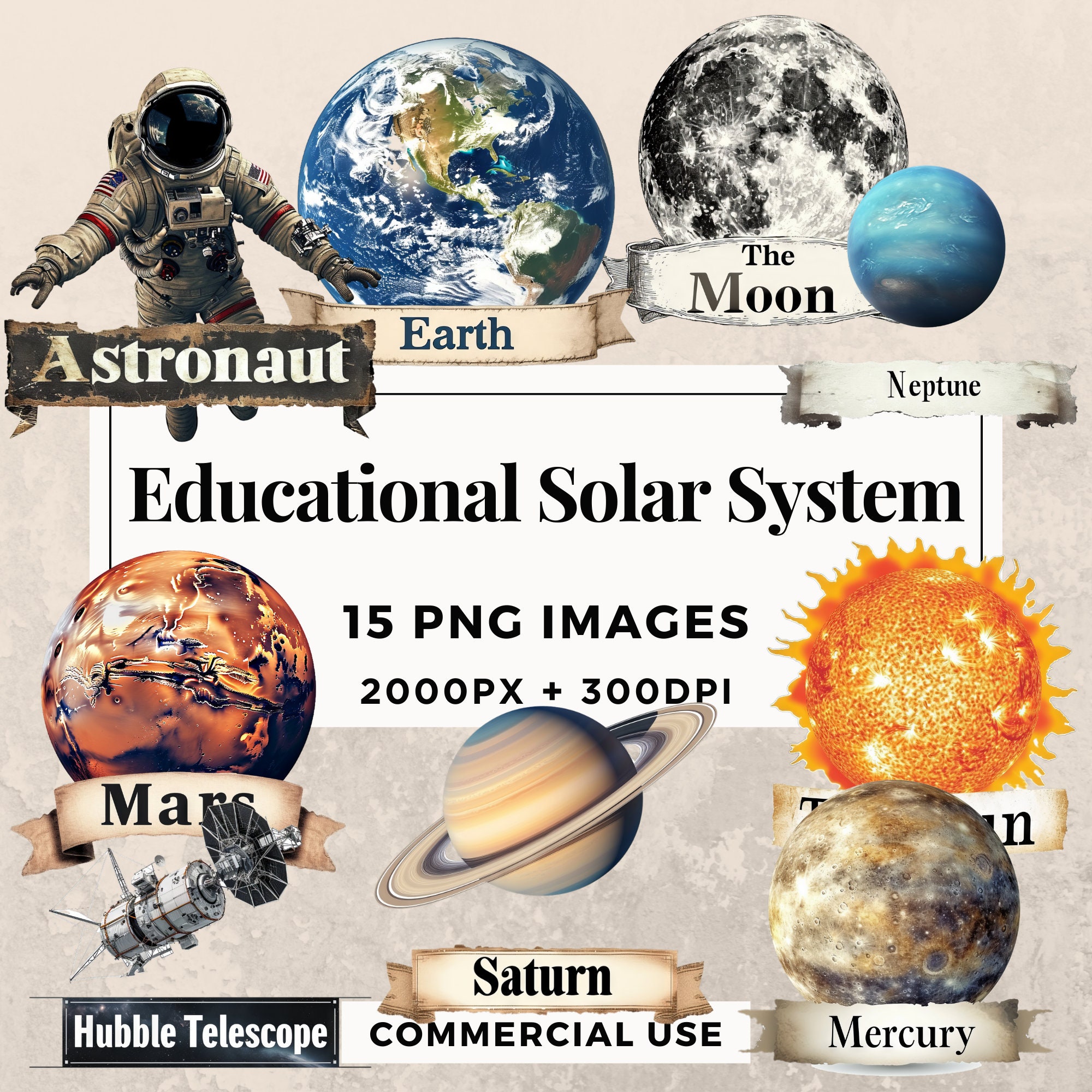 15 Educational Solar System Clipart Pack INSTANT DOWNLOAD 15 Space ...