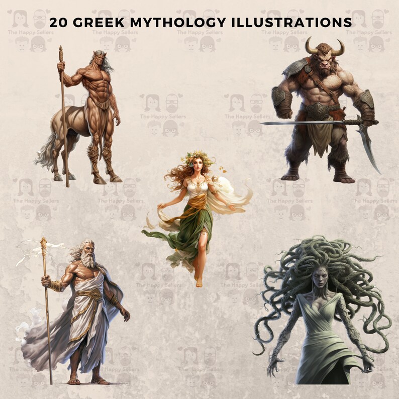 20 Greek Mythology Clipart Pack INSTANT DOWNLOAD 20 Greek Gods ...