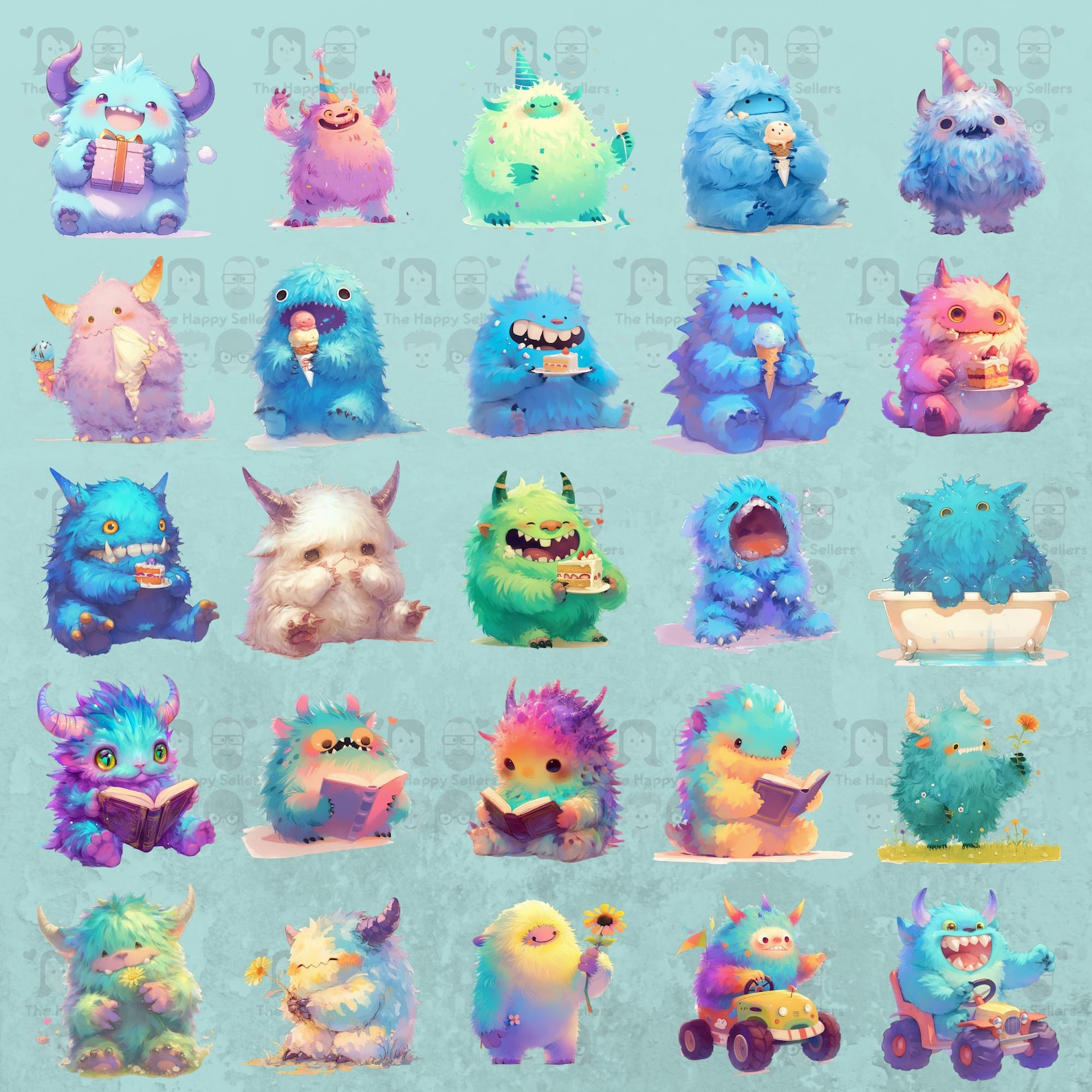 70 Cute Little Monsters Clipart Pack INSTANT DOWNLOAD 70 Adorable ...