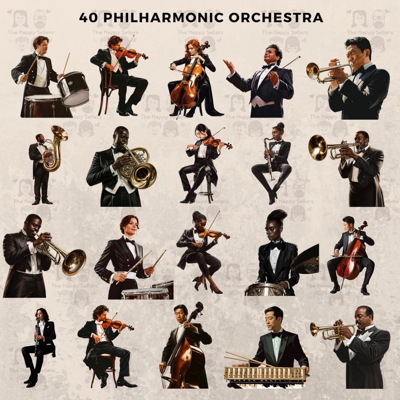 40 Philharmonic Orchestra Clipart Pack INSTANT DOWNLOAD, PNG ...
