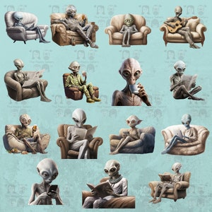 40 Lazy Aliens Clipart Paket SOFORTIGER DOWNLOAD 40 entspannte Alien ...