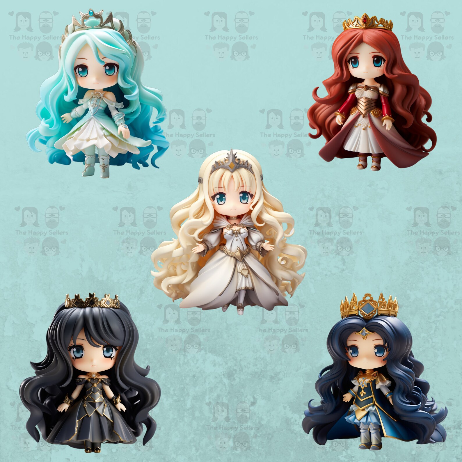 20 Chibi Princesses Clipart Pack INSTANT DOWNLOAD 20 Chibi Princess ...