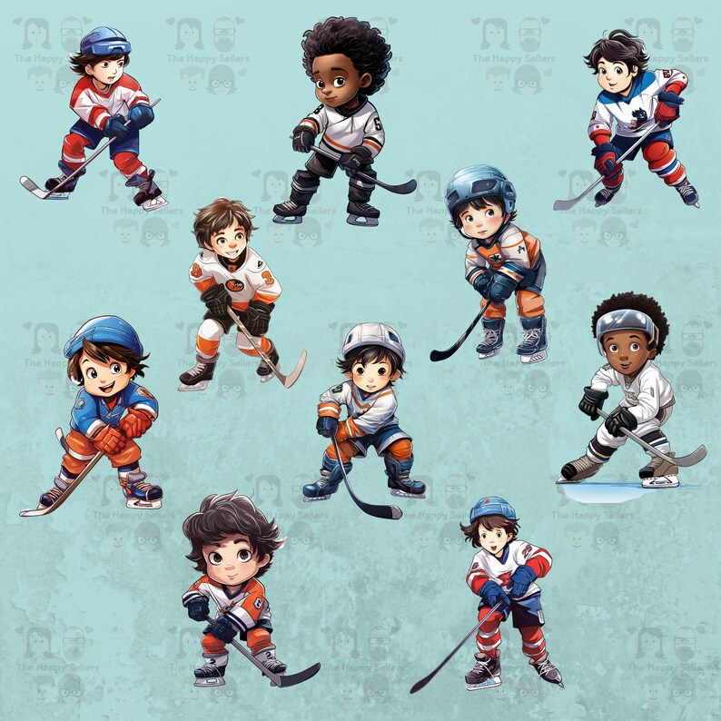 20 Hockey Kids Clipart Pack INSTANT DOWNLOAD 20 Energetic Hockey ...