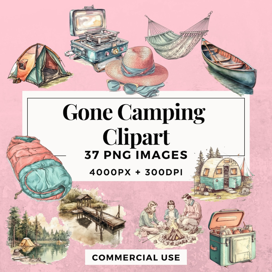 37 Gone Camping Clipart Pack INSTANT DOWNLOAD 37 Camping Illustrations ...