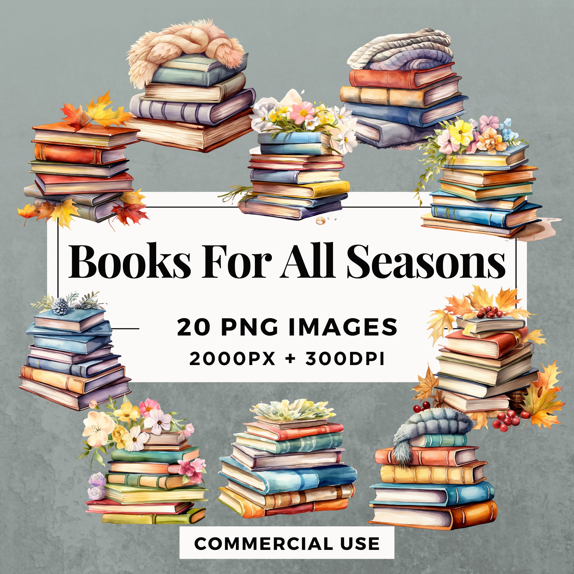 20 Books for All Seasons Clipart Pack INSTANT DOWNLOAD 20 Seasonal Book ...
