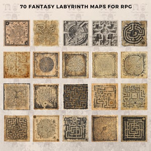 70 Fantasy Labyrinth Maps for RPG Clipart Pack INSTANT DOWNLOAD 70 ...