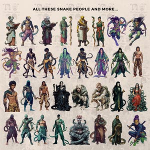 118 Snake People Fantasy Clipart Bundle - Instant Download, PNG Images ...