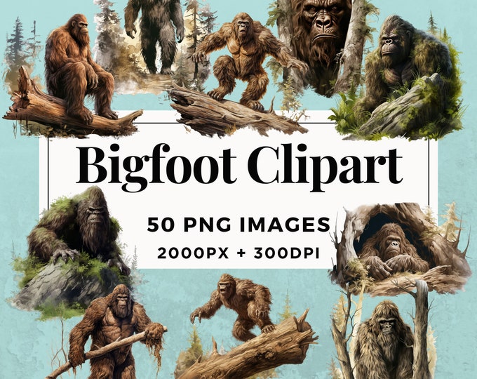 50 Sasquatch Clipart Pack INSTANT DOWNLOAD 50 Mysterious Sasquatch ...