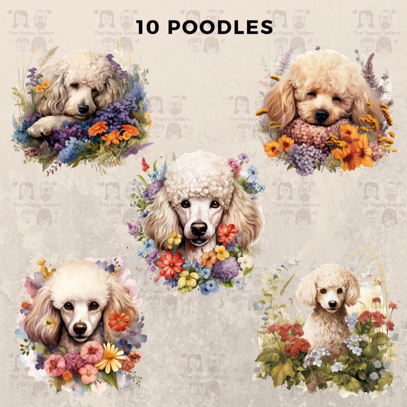 10 Poodles Clipart Pack INSTANT DOWNLOAD 10 Adorable Poodle ...