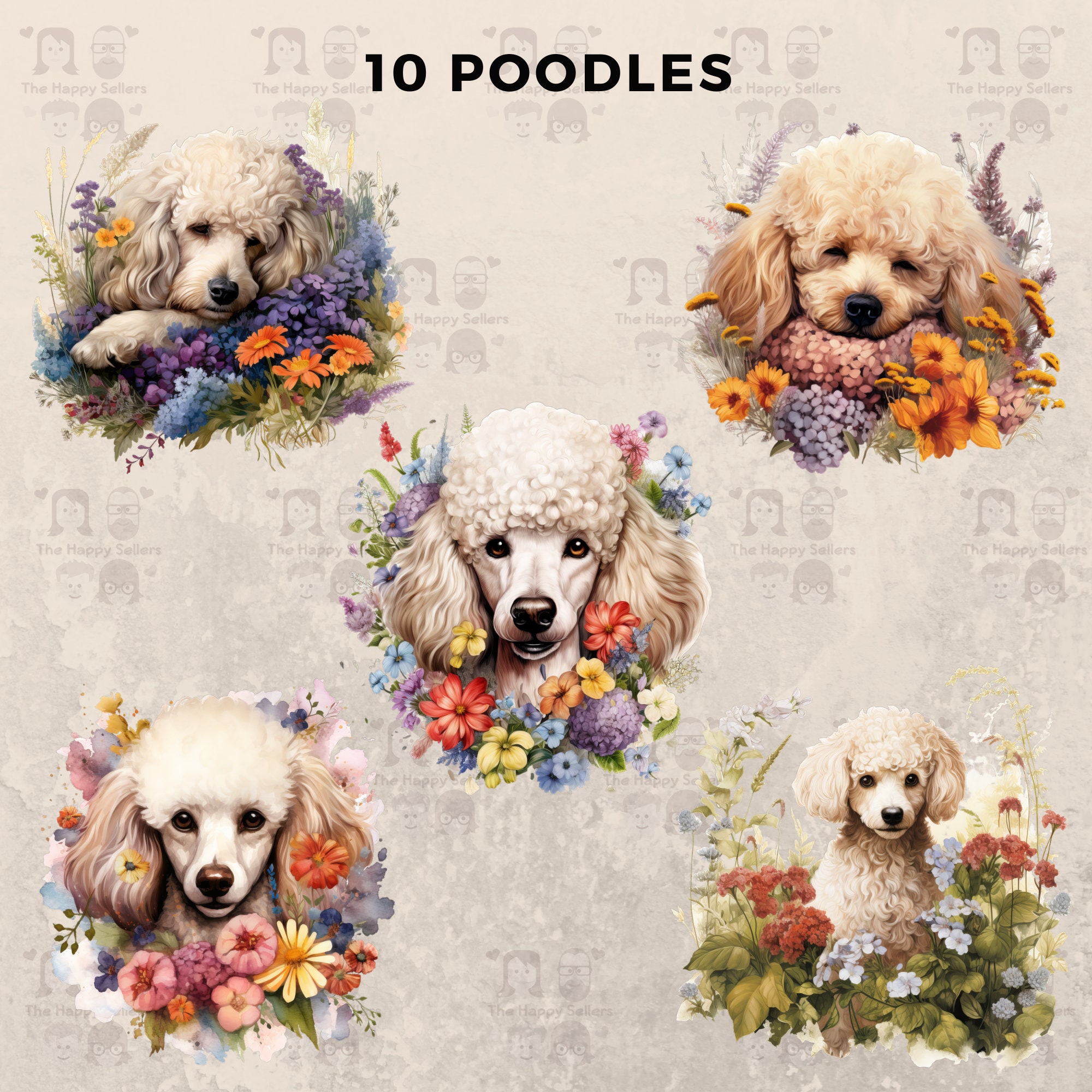 10 Poodles Clipart Pack INSTANT DOWNLOAD 10 Adorable Poodle ...