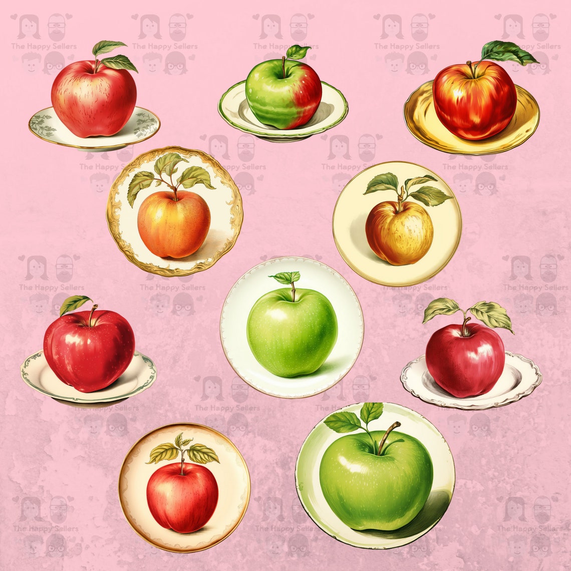 40 Vintage Apples Clipart Pack INSTANT DOWNLOAD Vintage Apple - Etsy