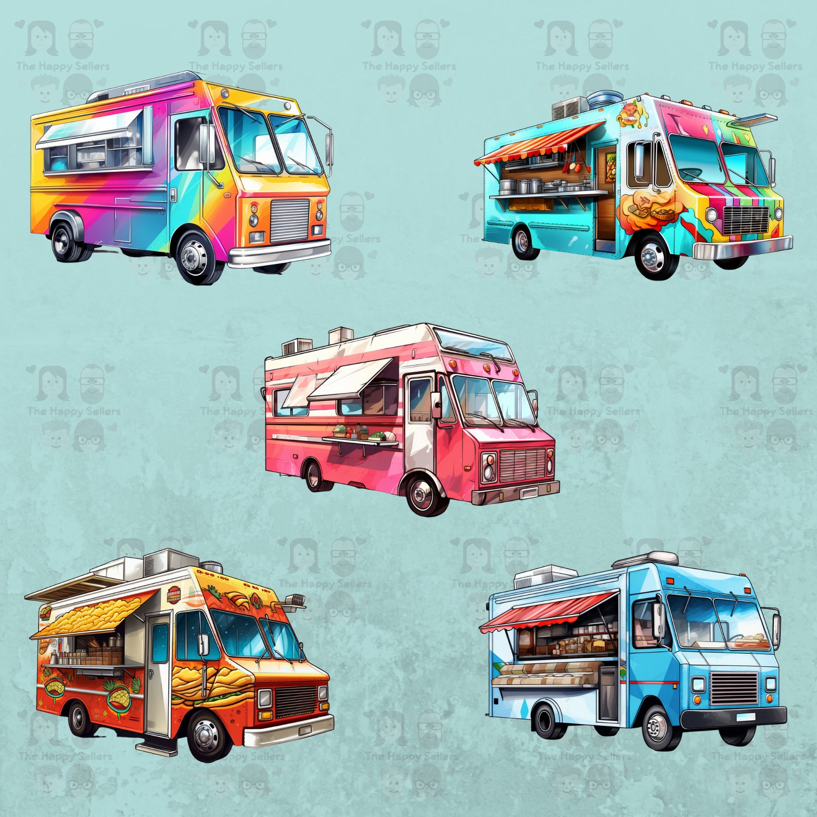 10 Colorful Food Trucks Clipart Pack INSTANT DOWNLOAD 10 Food - Etsy
