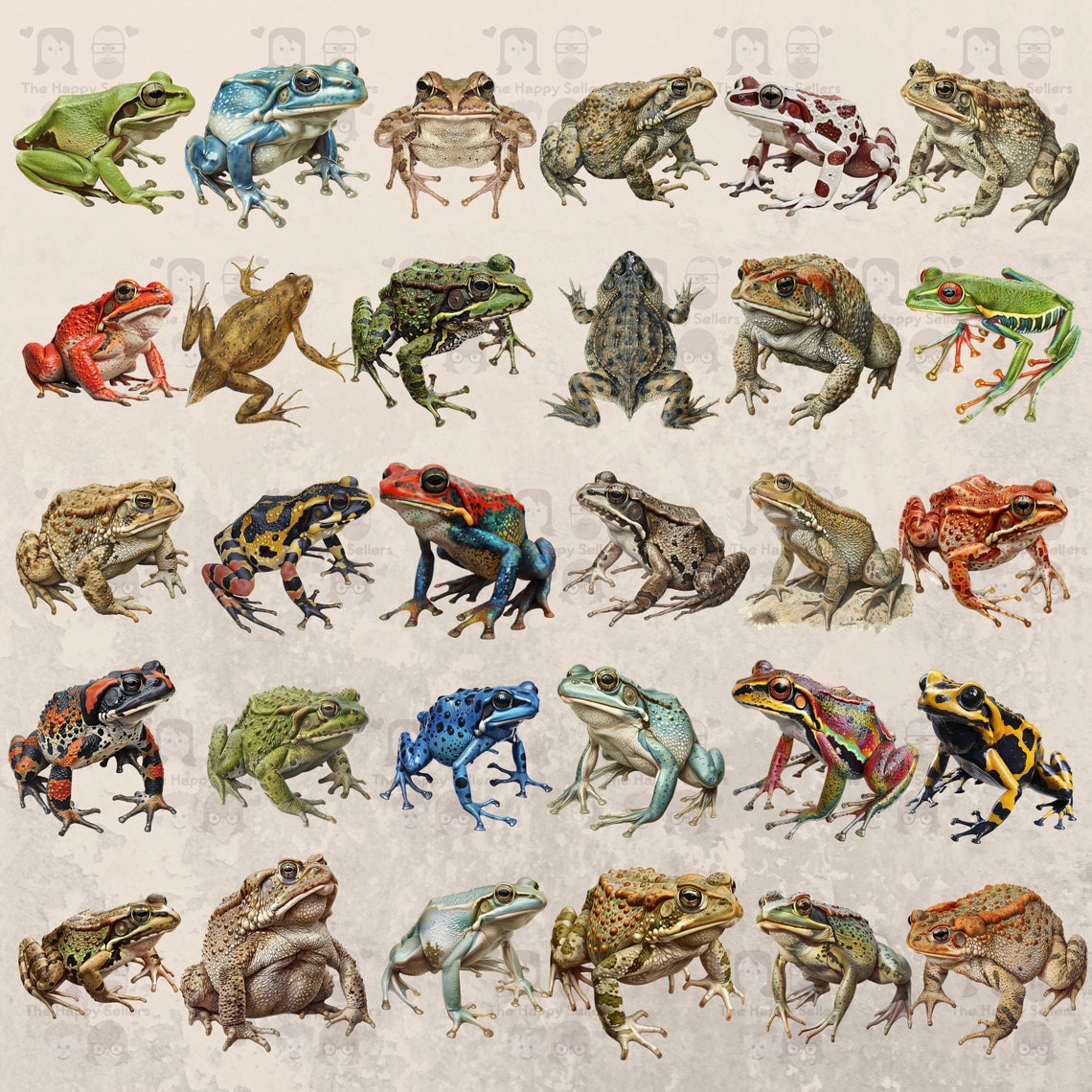 80 Frogs and Toads Clipart Pack INSTANT DOWNLOAD 80 Charming Amphibian ...