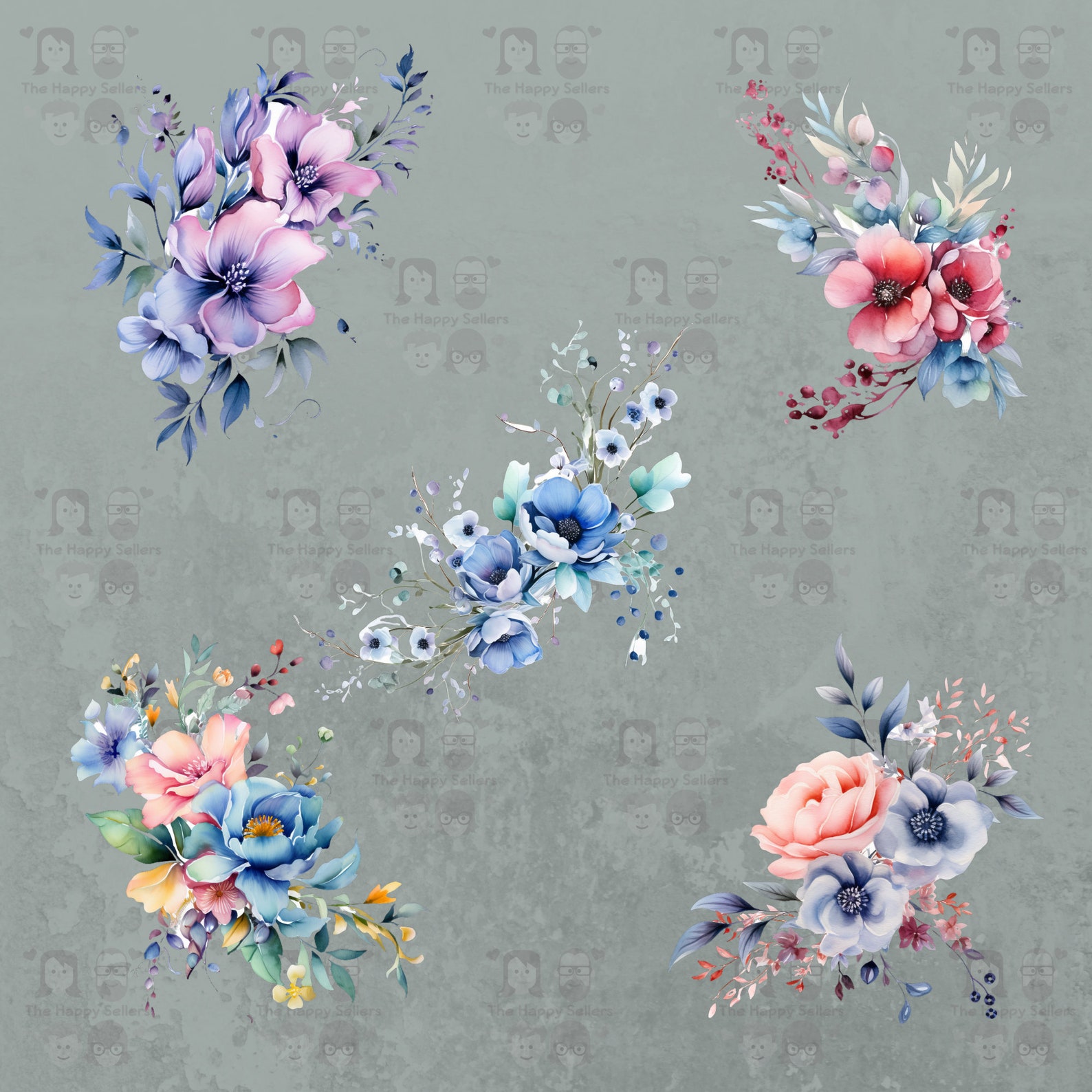 20 Flowery Corner Designs Clipart Pack INSTANT DOWNLOAD 20 Floral ...