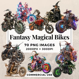 70 Fantasy Magical Bikes Clipart Pack - INSTANT DOWNLOAD, PNG ...