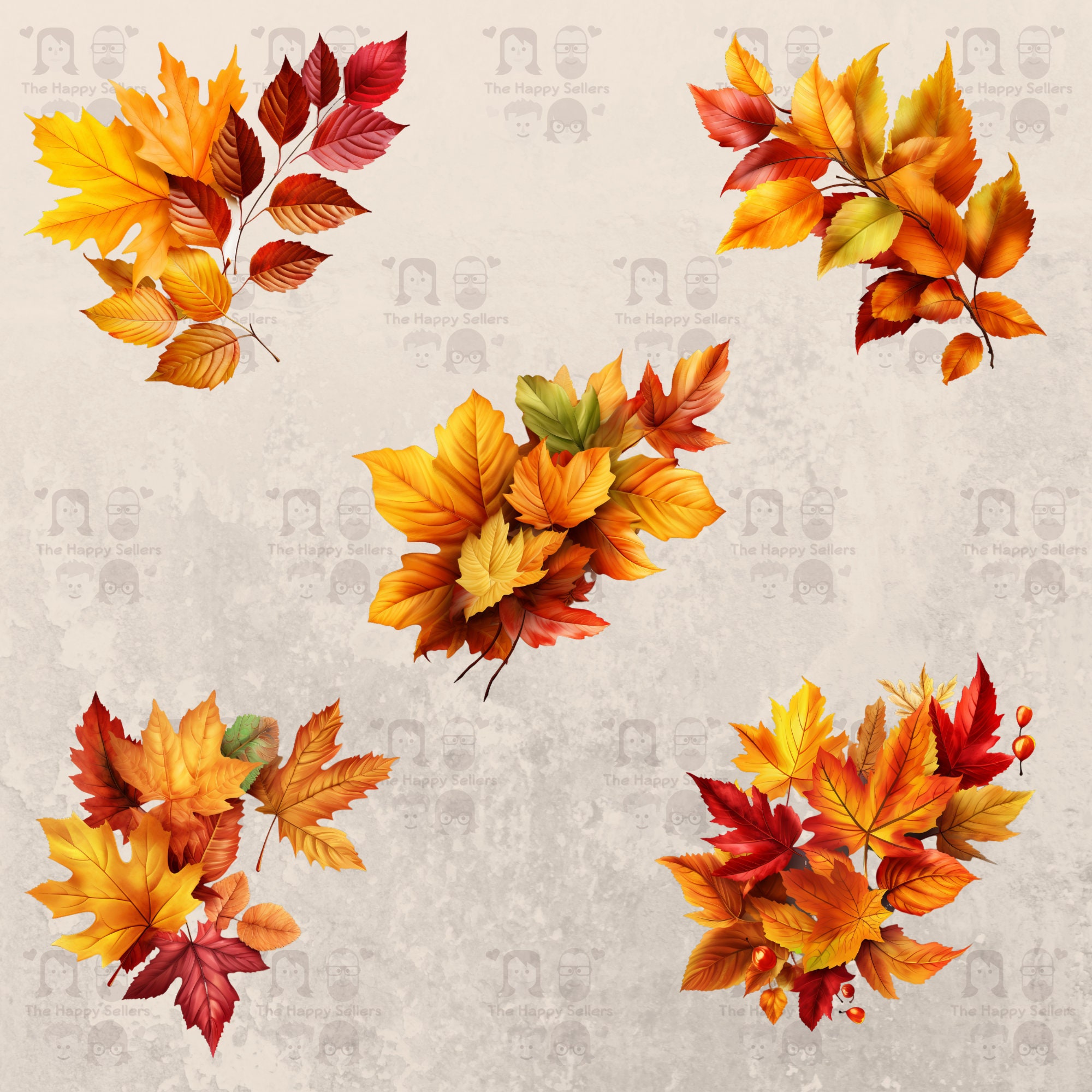 20 Autumn Leaves Corners Clipart Pack - INSTANT DOWNLOAD, PNG ...