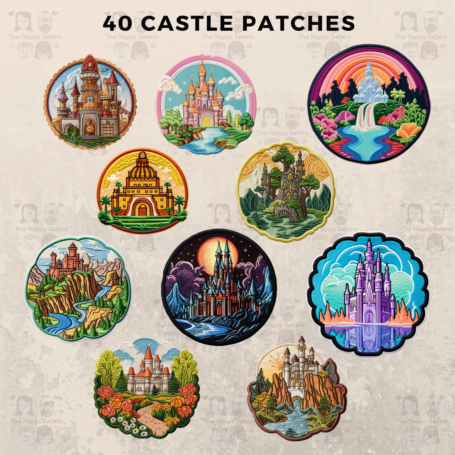 40 Castle Patches Clipart Pack INSTANT DOWNLOAD Castle Patch ...